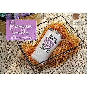 Onebttl Funny Crochet Gifts for Women, Crochet Lovers, 20oz/590ml Stainless Steel Insulated Tumbler with Lid, Knitting Gift for Birthday, Christmas - Hoarding (White)