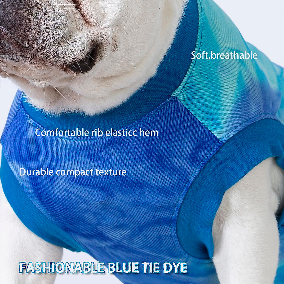 Wabdhaly Dog Zipper Recovery Suit for Male Neuter Surgery,Female Spay Recover Onesie,Dogs Abdominal Wounds Sutures Bodysuit,E-Collar & Cone Alternative Surgical Small Recovery Suit,Tie Dye Blue XS