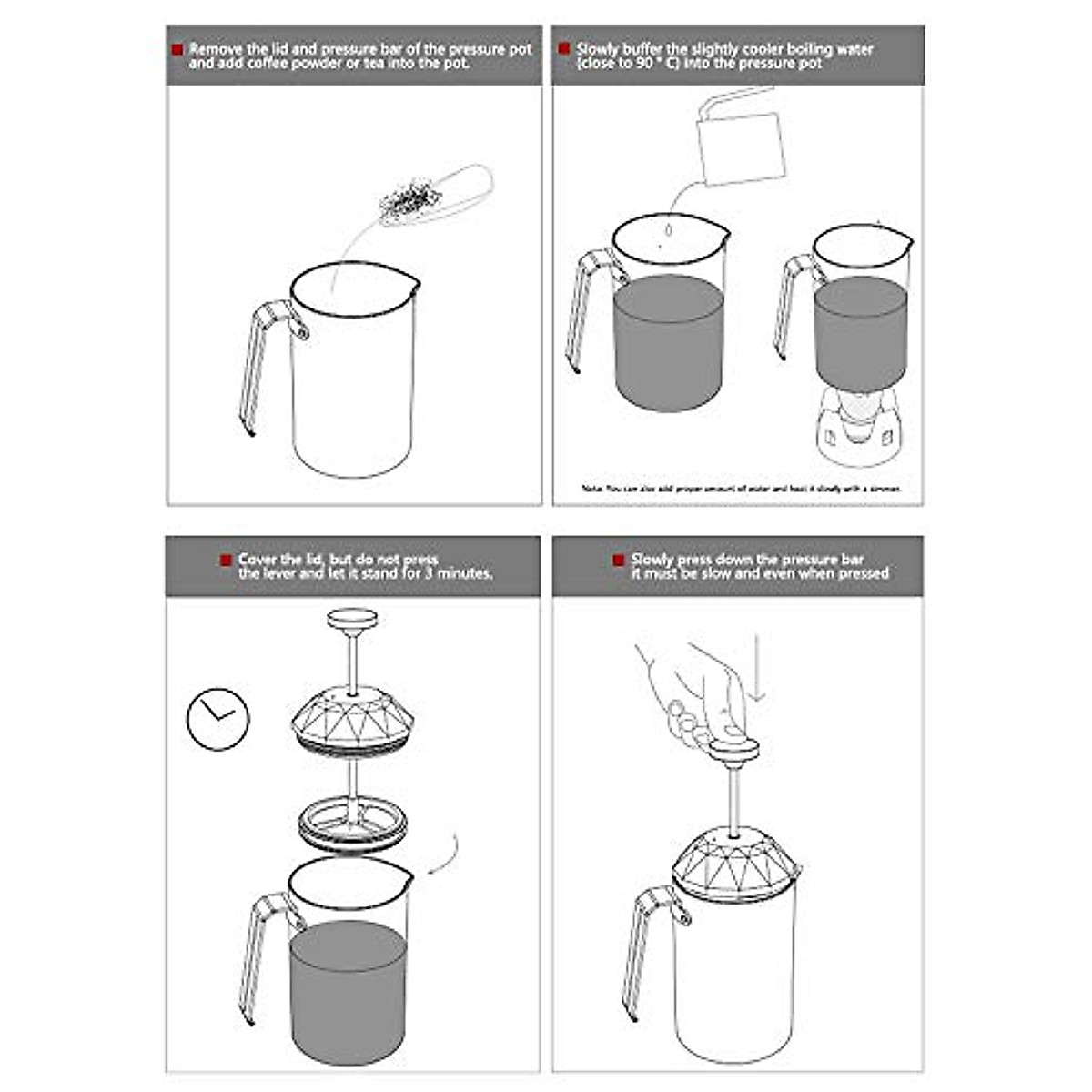 Alocs French Press Coffee Maker, Hard Alumina Coffee Press with 2 Coffee Cups, Lightweight and Portable French Press for Home, Office, Travel, Self-Drive, Camping, 20 oz