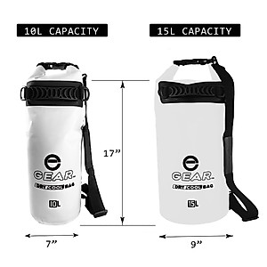 Enthusiast Gear Dry Bag Cooler - Roll Top Insulated Backpack – Portable, Collapsible, Waterproof with Padded Shoulder Strap - Perfect for Kayaking Fishing Beach Hiking -15L (White)