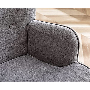 VESCASA Linen Rocking Chair with Tufted Wingback，23.5" Wide Midcentury Modern Indoor Glider Rocker with Arms for Nursery/Reading/Living Room/Bedroom, Grey