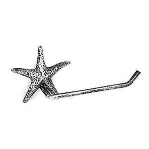 Antique Silver Cast Iron Starfish Hand Towel Holder 10"
