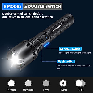 DARKBEAM LED Flashlight Rechargeable USB 350000 High Lumens, Small Powerful Bright Pocket Flashlights, Focus Adjustable Water Resistant Handheld Flash Light for Camping, Outdoor, Emergency