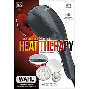 Wahl Heat Therapy Corded Vibratory Therapeutic Body Massager – Heated Handheld Massage with Two Speeds Low and High to Relieve Neck, Shoulder, Muscle, Leg & Back Pain - Model 4196-1201