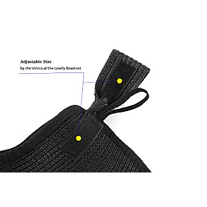 Women Sun Visors Foldable Straw Hats Summer Beach Packable Hat Floppy Wide Brim Cap Big Heads Sombrero (Black)