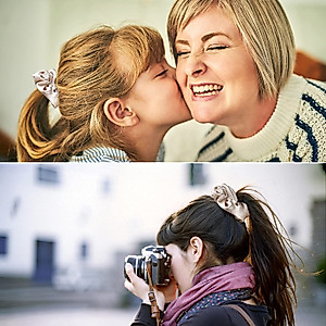 Satin Bridesmaid Scrunchies 12 pack Proposal Gifts Elastics Hair Ties Scrunchies Bachelorette Party Favors Satin Bridesmaid Gift for Bridal Wedding Parties (White & Rose Gold)