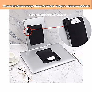 RIVEENY Pocket Pouch for Laptop with Reusable Adhesive,Pouch Holder for Computer Accessories,Self-Adhesive Mouse Headset Storage Bag for Portable External USB Cable,Apple Magic Mouse