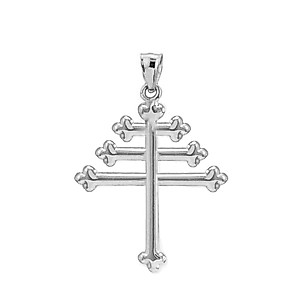 Religious Jewelry Fine Sterling Silver Maronite Cross Pendant Necklace, 18"