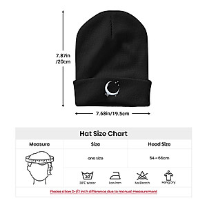 MiAnMiAn Moon Gothic Embroidery Beanie Knit Hats for Men & Women, Moon Beanie Embroidery Winter Hats Skull Cap