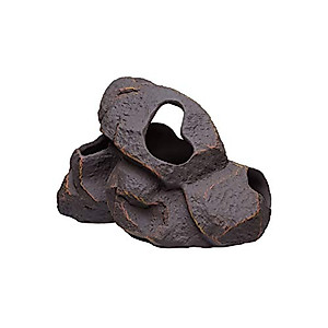 Plecoceramics Ceramic Magma Rock Stone Decoration - Aquarium Fish Tank Hideway Decor - for Cichlids Plecos Bettas