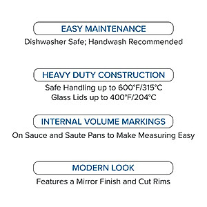 Viking Culinary Contemporary 3-Ply Stainless Steel Cookware Set, 10 Piece, Dishwasher, Oven Safe, Works on All Cooktops including Induction