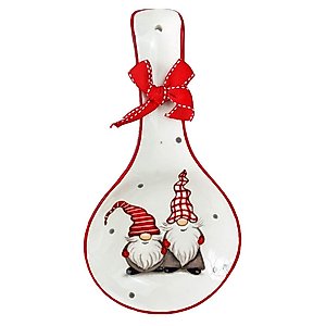 DOITOOL Santa Spoon Rest Ceramic Christmas Spoon Rest Xmas Holiday Kitchen Spoon Rest Tableware Rack Chopsticks Holder Christmas Party Decorations