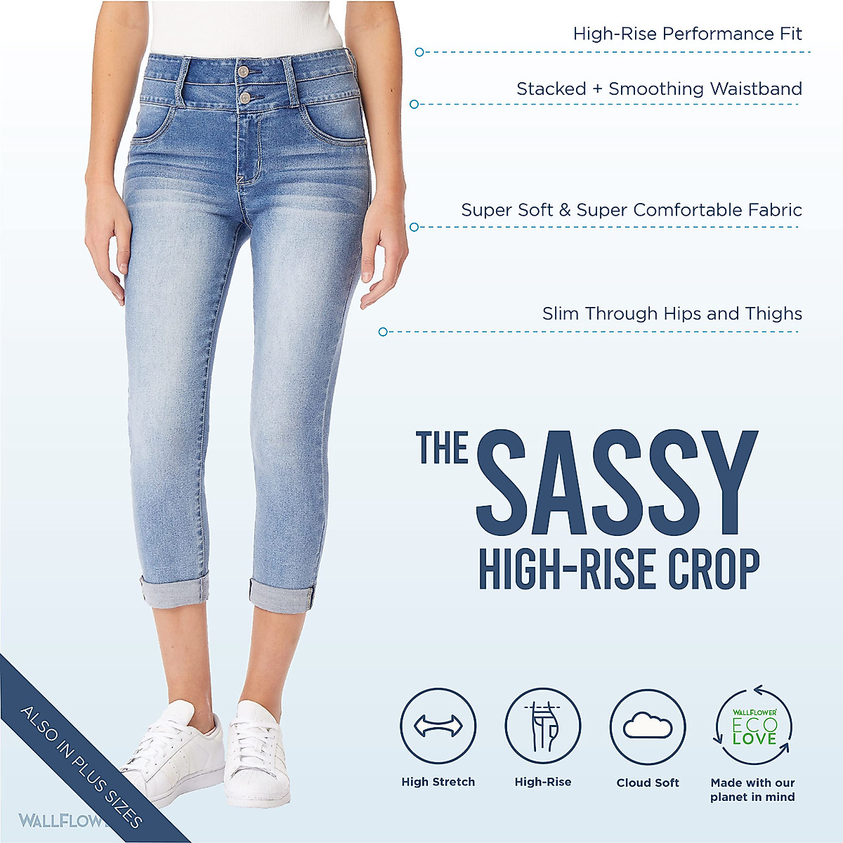 WallFlower Women's Ultra Crop Mid-Rise Insta Soft Juniors (Standard and Plus), Florence, 9