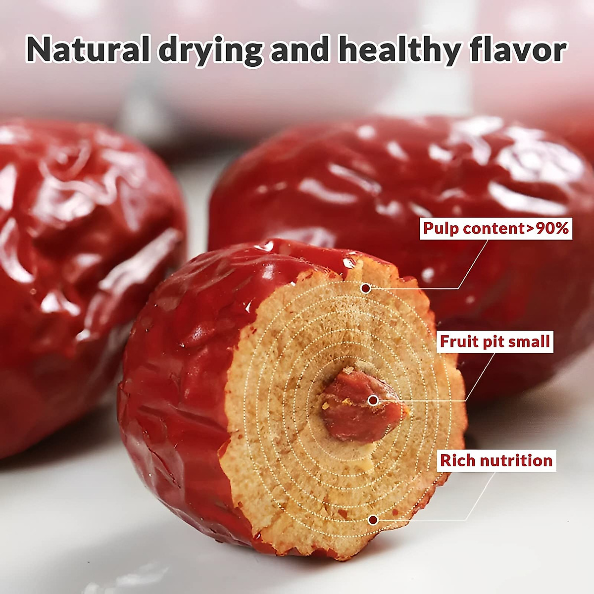 APEACHGIRL Red Dates, All Natural Dried Red Jujube, Snack, Dried Fruits, Tea, Healthy Dried Fruit, Non-GMO Grown Jujube | Net weight 10.58oz | Resealable Bag