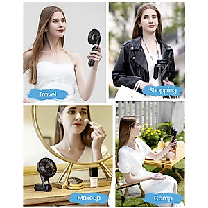 EasyAcc Portable Hand Held Fan, Ultra Quiet 5 Speed Personal Fan, LED Dispay USB C Rechargeable Handheld Fan, 180° Foldable Small Desk Fan, Electric Cooling Fan&PowerBank for Office Home Travel