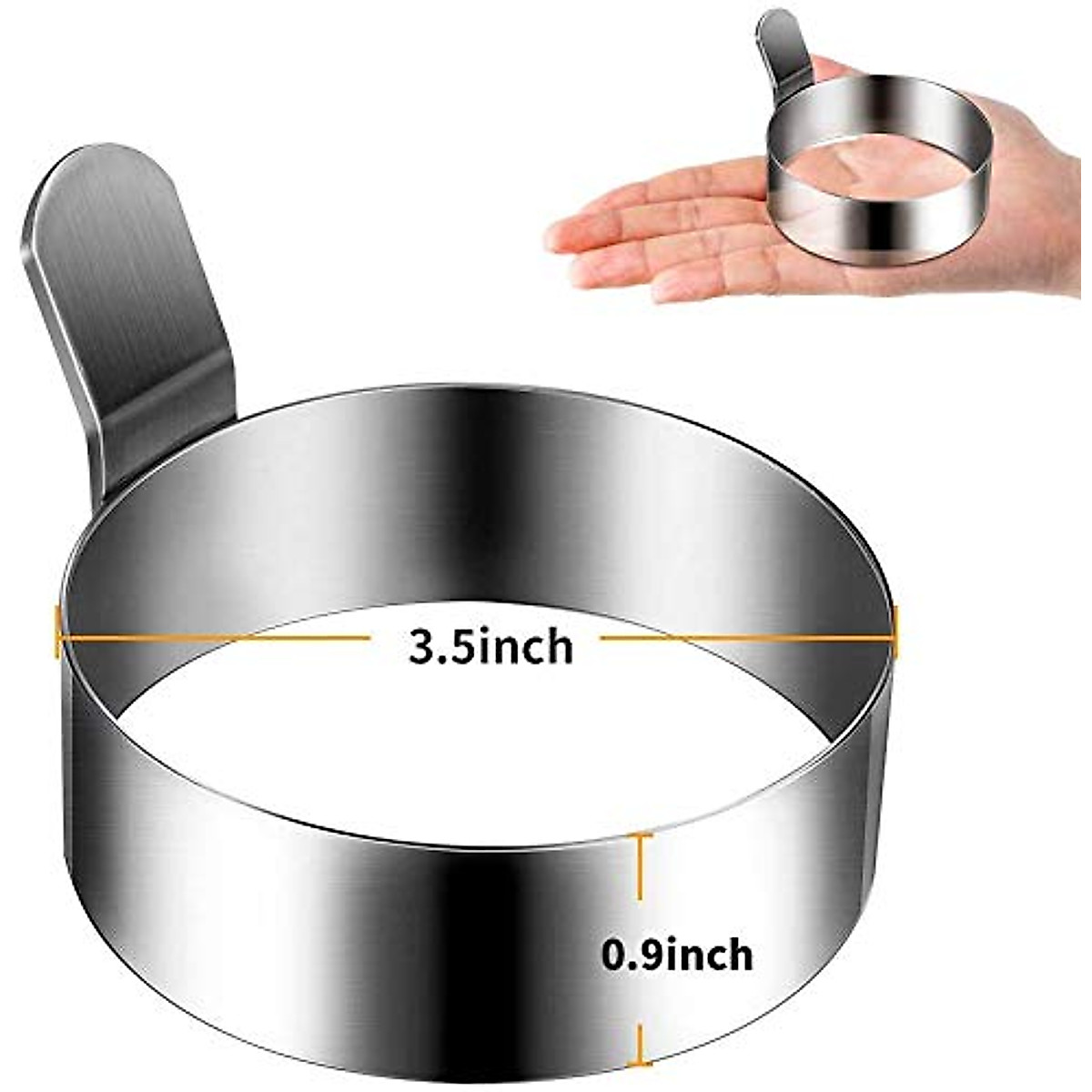 Winkeyes 4pcs 3.5 Inch Stainless Steel Round Pancake Rings Egg Rings, Non Stick Fried Egg Mold, Pancakes Maker Molds, Breakfast Egg Sandwich Cooker Maker (3.5inch)