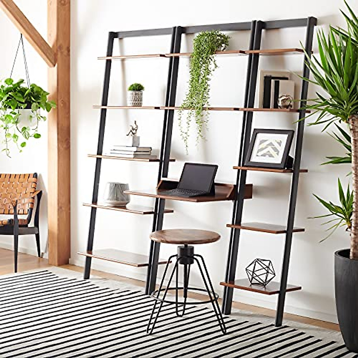 Safavieh Home Collection Pamella Honey Brown and Charcoal 2-Shelf Leaning Desk DSK9400A, 0