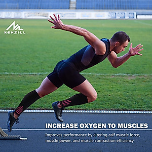 NEWZILL Calf Compression Sleeve for Men & Women | Footless Compression Socks for Shin Splint Relief, Varicose Veins | Leg Sleeve for Running, Travel, Nursing, Work, Fitness (S/M Black/Pink 1Pair)