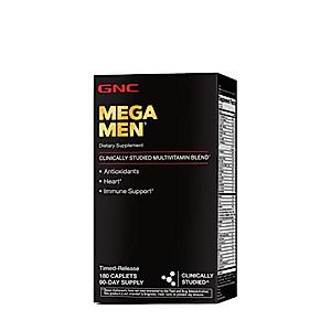 GNC Mega Men Multivitamin for Men, 180 Count, Antioxidants, Heart Health, and Immune Support (Packaging May Vary)