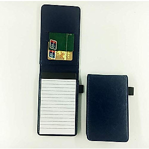 Leoyoubei Mini Pocket Notepad Holder Included with 50 Lined Sheets,Refillable,with Notebook Refills,Memo Book Refills 5 Pack 3x5 Inch Sized Writing Pad with 30 Lined Paper Per Note Pad (Blue)