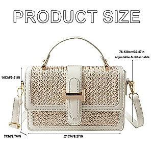 OWGSEE Straw Crossbody Bags for Women, Summer Straw Purses and Handbags Shoulder Clutch Bag for Vacation (Beige)