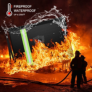 Fireproof Document Bag (13.3”x 9.4”) with Reflective Strip, NAIBAOSD Fireproof Money Bag(10.8”x 6.8”) with Metal Zipper & Strap Fireproof Bag for Documents, Cash,Passport, Valuables