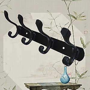 AOLZUNK Wall Mount Coat Rack, Stainless Steel Rack with 4 Hooks for Hanging Coats Towels Keys for Kitchen, Bathroom,