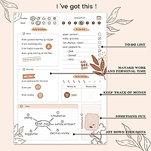 JueNi Daily To Do List Planner Notebook with Stickers (8”x 6”) - 2023 6 Months Undated Task Checklist Academic Planner Journal with Stickers for Time Management- Office Supplies to Organize Appointments & Schedules, Plan Agendas, And Boost Productivity- P