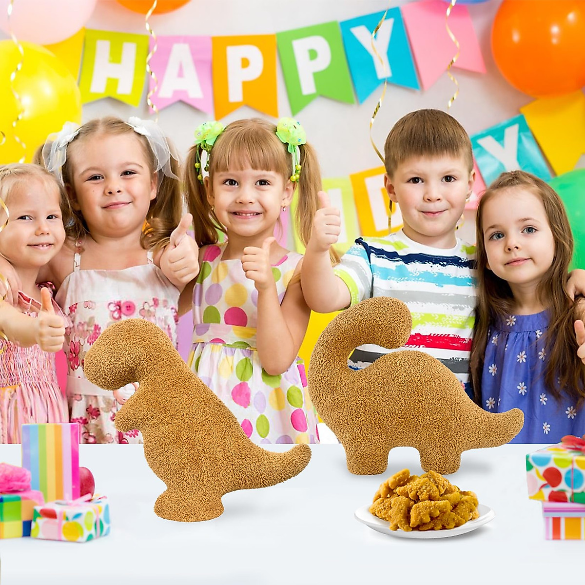 Andywoo Dino Chicken Nugget Pillow Plush is Funny Gifts, Dinosaur Chicken Nugget Pillow for Birthday Gifts, Dinosaur Gifts for Kids Teens and Adults (Tyran Rex, Small)