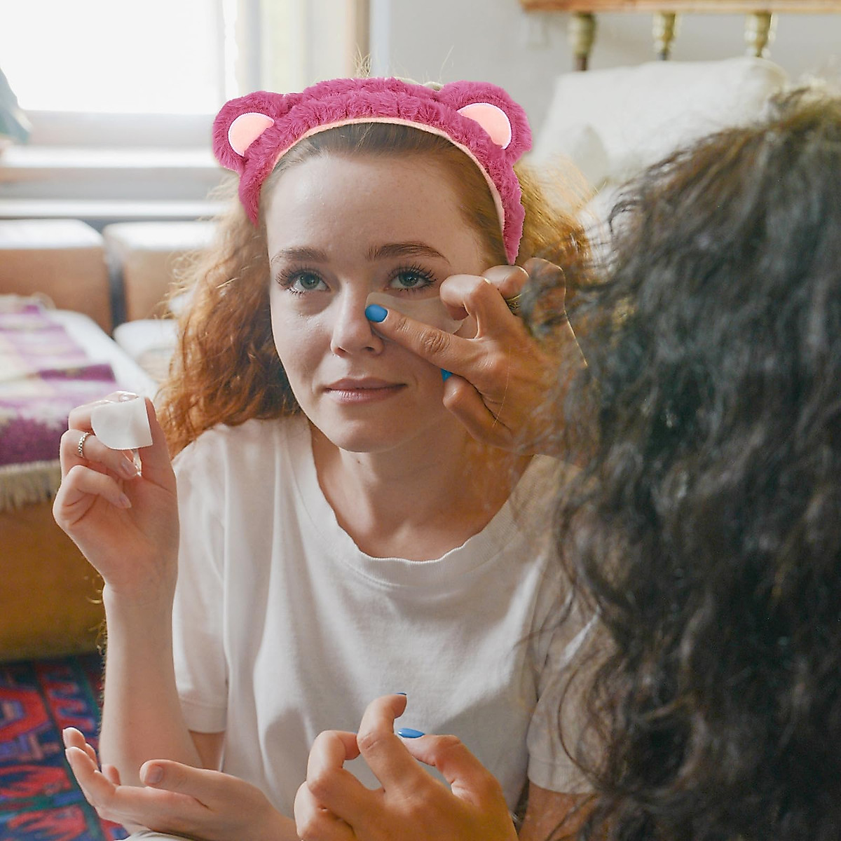 WHAVEL 2PCS Spa Headbands, Cute Bear Ears Makeup Skincare Face Wash Headbands (Pink, Rose)