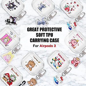 Cute Case for Airpods 3rd Generation Clear Lovely Cartoon Case with Funny Kawaii Blue Dog Keychain for Women Girls Kids Protective Soft Silicone Headphone Cover for AirPod 3