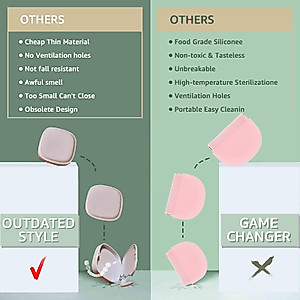 Protoiya Denture Retainer Case, Food Grade Silicone Denture Holder Box with Vent Holes, Mini Portable False Teeth Container, Multipurpose False Teeth Storage Box for Home Travel Office (pink)