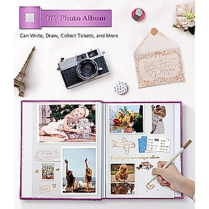 Artfeel Photo Album Self Adhesive Scrapbook Album for 3x5 4x6 5x7 8x10 Pictures,40 Pages Linen Cover with Display Window DIY Photo Book,Ideal Gifts for Family Travel Wedding Baby