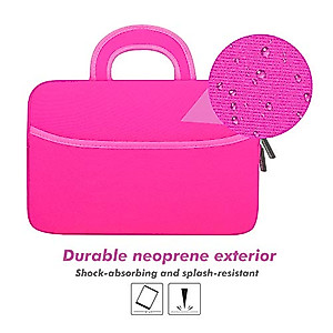 MoKo 8-10.1 Inch Kids Tablet Sleeve, Neoprene Zipper Carrying Case Bag Fits iPad Pro 11", iPad 10.2, Tablet with Accessory Pocket - Magenta