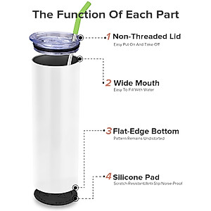 FASTSUB 12 Pack Sublimation Tumblers 20 oz Blank Bulk Luminous Cups Glow in the Dark Straight Double Wall Vacuum Insulated with Lids and Straws for Tumbler Heat Press Glow Green Glow Blue