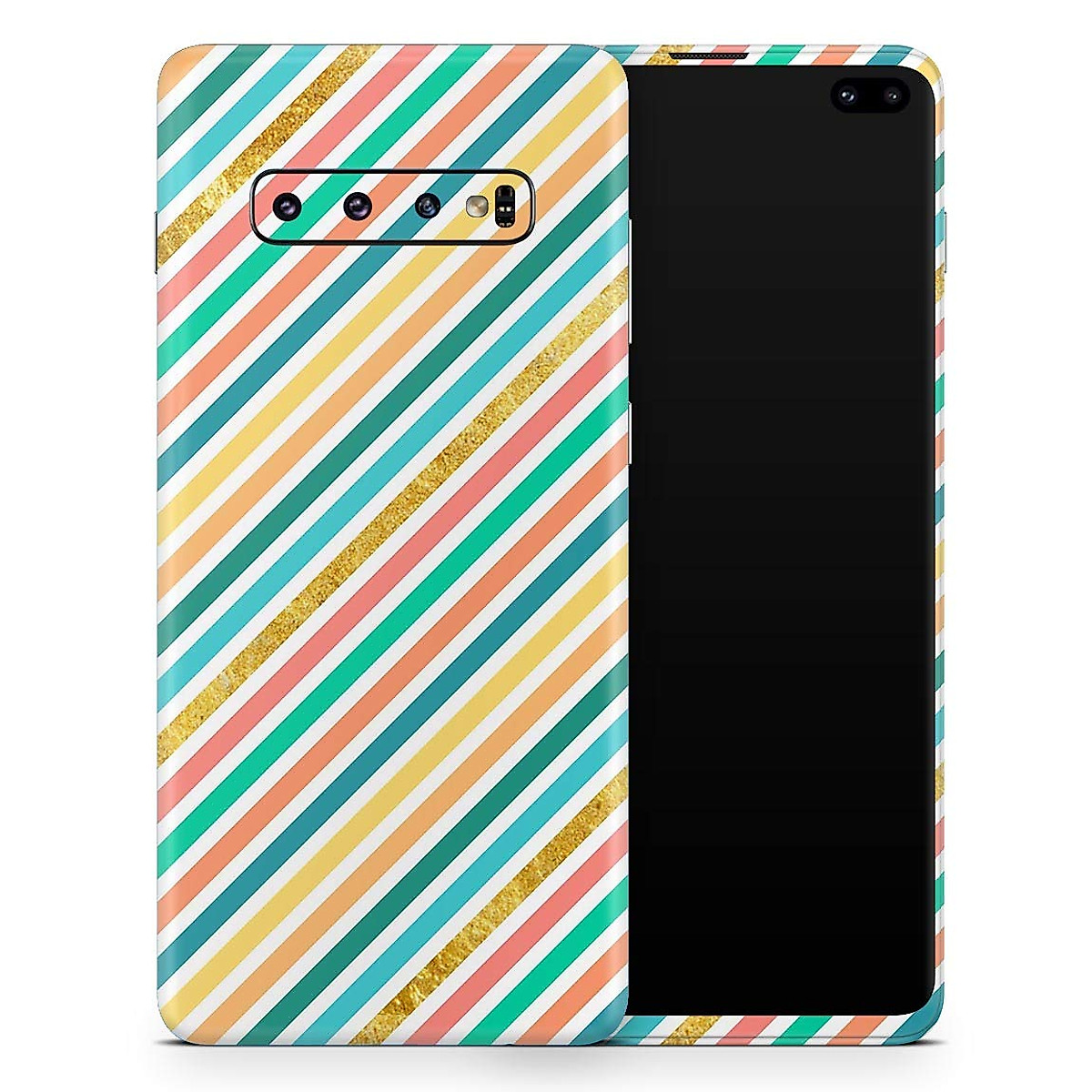 DesignSkinz Tropical Summer Gold Striped v1 Protective Vinyl Decal Wrap Skin Cover Compatible with The Samsung Galaxy S20 (Screen Trim & Back Glass Skin)
