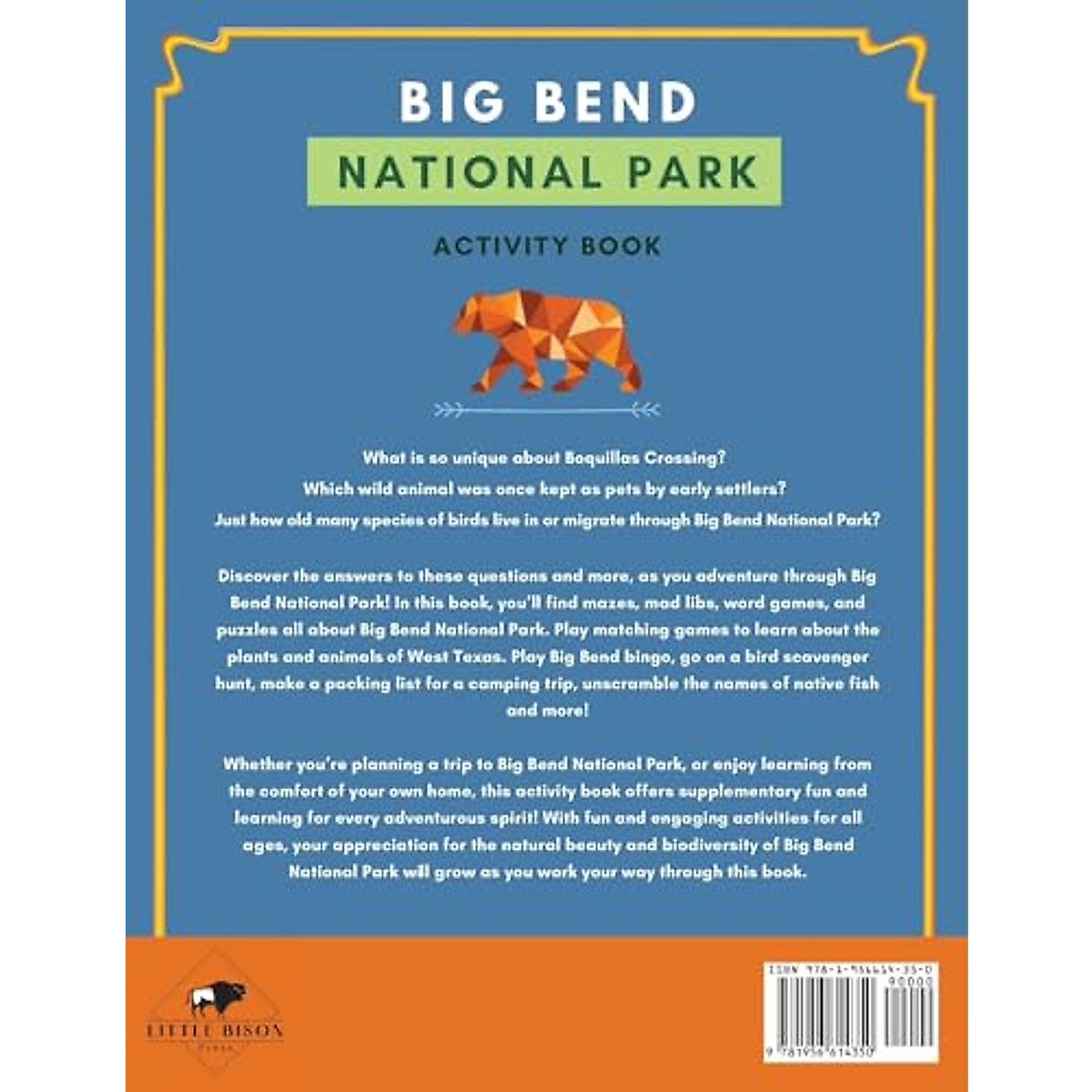 Big Bend National Park Activity Book: Puzzles, Mazes, Games, and More About Big Bend National Park (National Parks Activity Series)