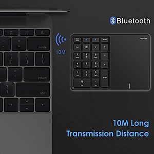 Sanpyl Numeric Keypad, 2.4G Bluetooth Number Pad Type C Numpad Keypad with Touchpad, Bluetooth 2.4G Dual Mode Laptop Keypad, for PC Desktop, Laptop, Notebook Computer(Grey)