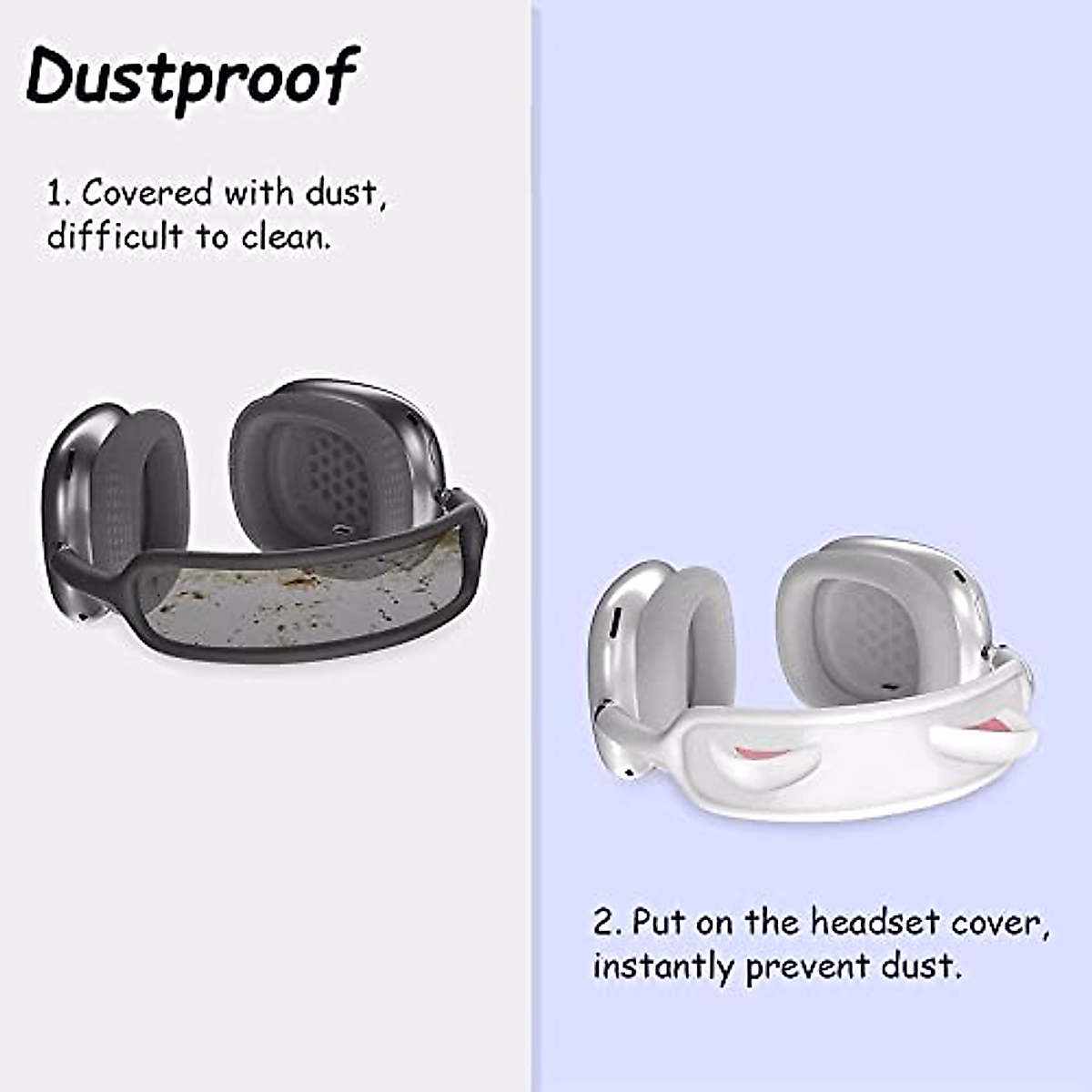 Yingbei Compatible with Airpods Max Case Cute Creative Funny Personality Cat Ear Shape Anti-Scratch Protective Cover (White)