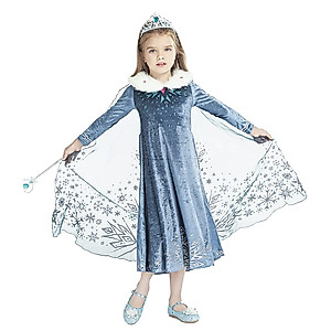 Snow Princess Costume for Girls Winter Costume for Toddlers Dress Up Halloween Birthday Cosplay Cape with Accessories