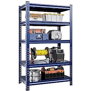 REIBII 72" Garage Shelving Heavy Duty Garage Storage Shelves Load 1700LBS Adjustable Heavy Duty Shelving 5 Tier Metal Shelving for Storage Industrial Shelving 31.9" W x 17.1" D x 72" H Blue