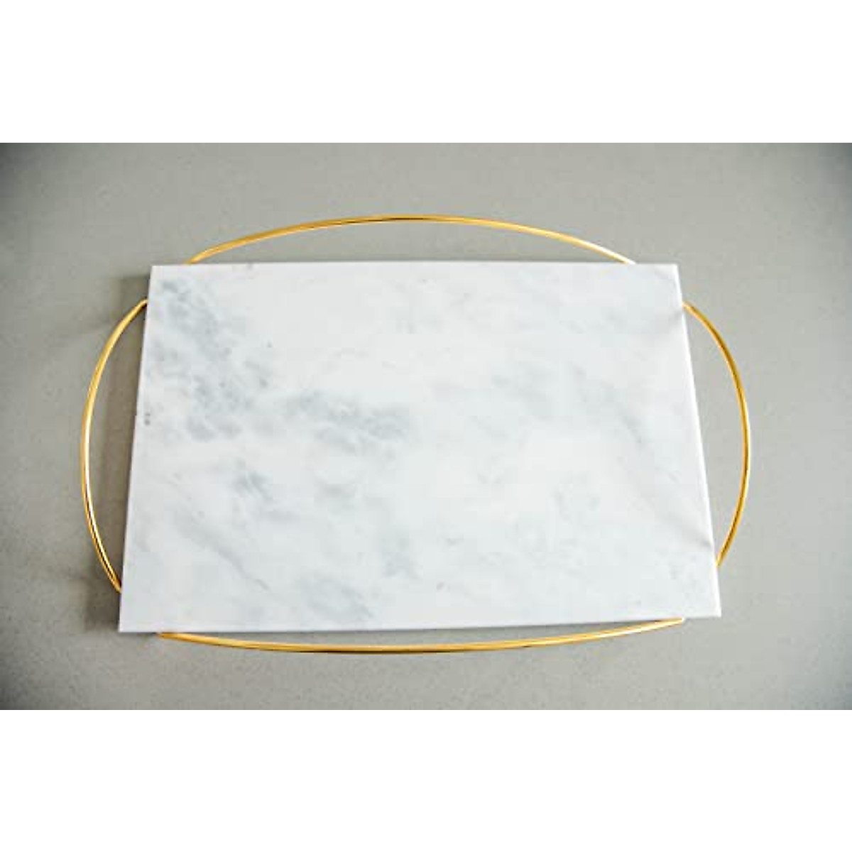 White Marble Tray - Ottoman Tray - Serving Tray with Handles - Decorative Tray - Breakfast Bed Tray - Coffee Table Tray