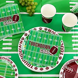 Football Party Supplies Kit - Serve 25, Includes Dinner & Dessert Plates, Napkins, Cups, Tablecloth - Perfect for Football Birthday & Gameday Tailgate Parties