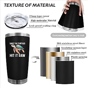liabiliies save the turtles hit it raw Tumbler Coffee Tumblers 20 oz Tumbler with Lid and Straw Insulated Tumblers Stainless Steel Tumbler Funny Gifts for Men