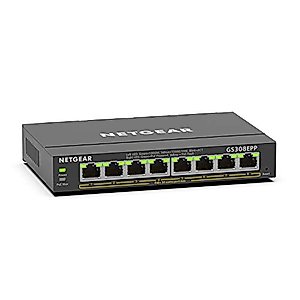 NETGEAR 8 Port PoE Gigabit Ethernet Plus Switch (GS308EPP) - with 8 x PoE+ @ 123W, Desktop or Wall Mount