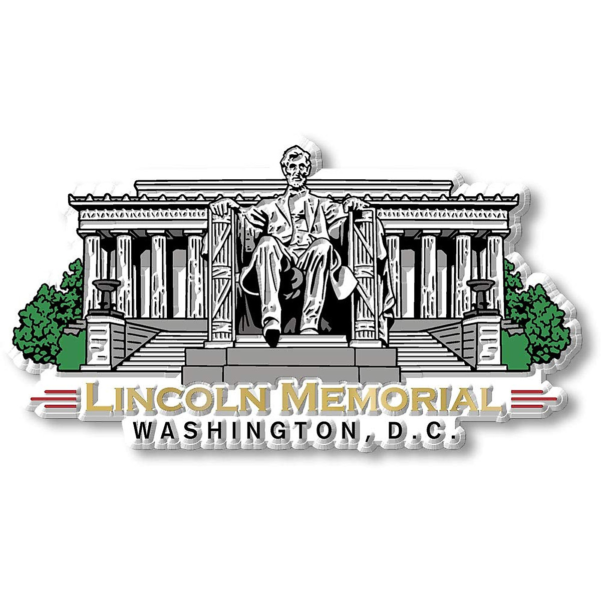 Lincoln Memorial Magnet by Classic Magnets, Washington D.C. Series, Collectible Souvenirs Made in The USA, 4.1" x 2.2"