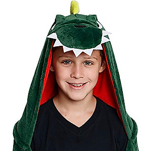 Silver Lilly Dinosaur Wearable Hooded Blanket - Soft Fleece Animal Wrap Around Dress-Up Costume Throw Blanket Cloak for Kids