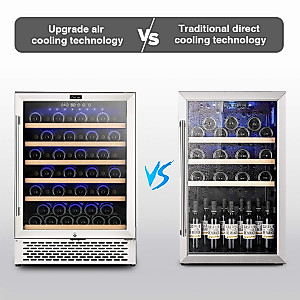COLZER Premium 24 Inch Wine Cooler, 51 Bottle Wine Fridge with 2 Locks Humidity Control Intelligent Digital Upgrade Compressor Built in or Freestanding Wine Cellars for Home Office Bar