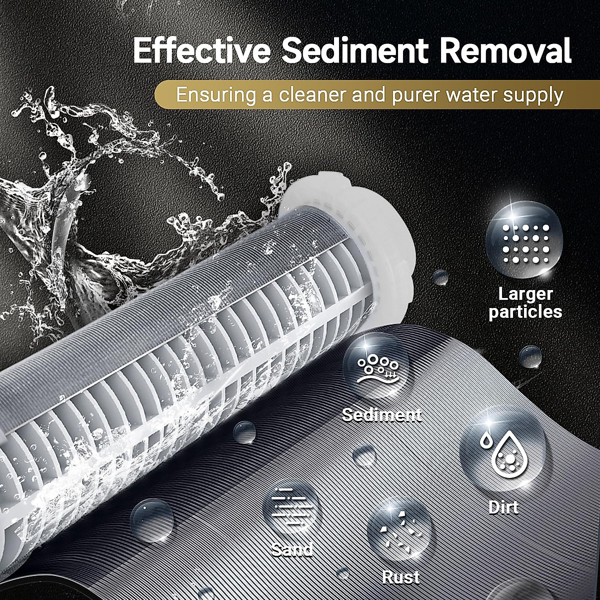 PUREPLUS 40 Micron Whole House Spin Down Sediment Water Filter With Scrapper, Reusable Flushable Pre-Filtration System for City/Tap water, 1" MNPT + 3/4" FNPT + 3/4"MNPT, Brass, BPA Free, USA Tech