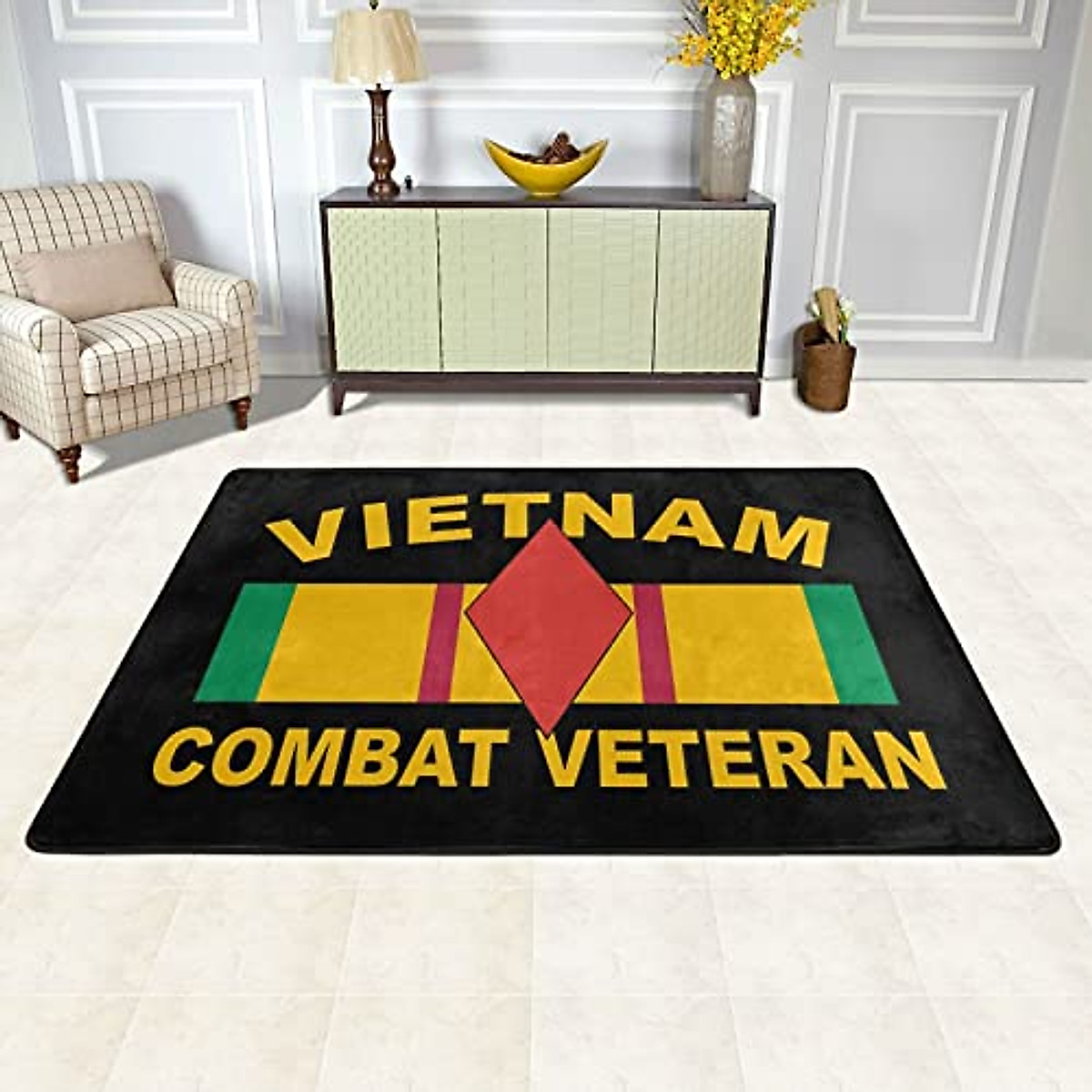 5th Infantry Division 'Red Diamond' Vietnam Combat Veteran Area Rug Living Room Bedroom Kitchen Sofa Bedside Carpet Floor Mats 36"X24"